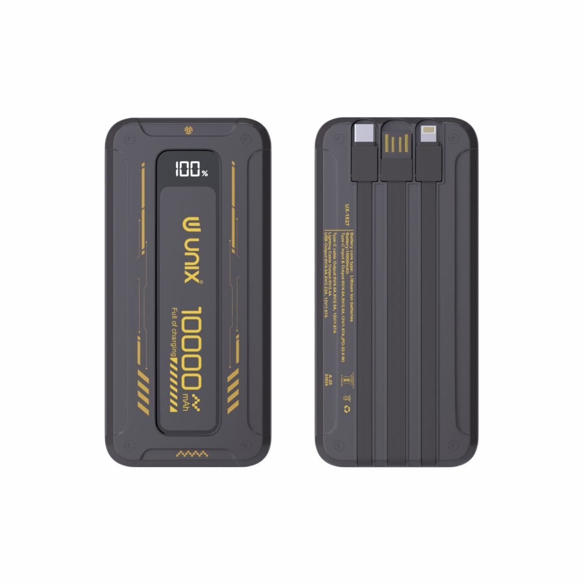 Unix UX-1534 Power Bank – 10000mAh, 22.5W Power Delivery, Dual Inbuilt ...